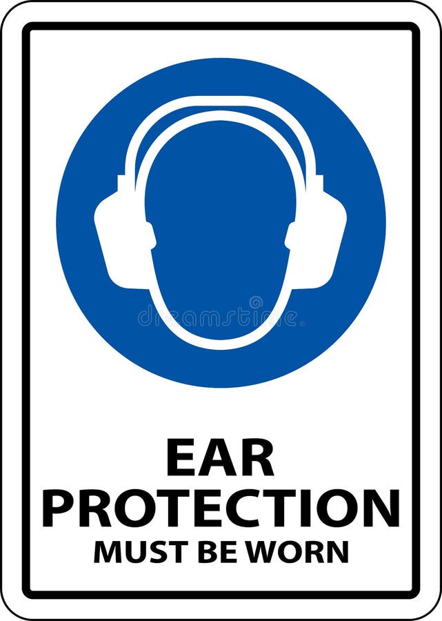 Ear Protection Must Be Worn Sign on White Background Stock Vector ...