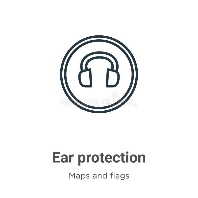 Ear Protection Outline Vector Icon. Thin Line Black Ear Protection Icon ...