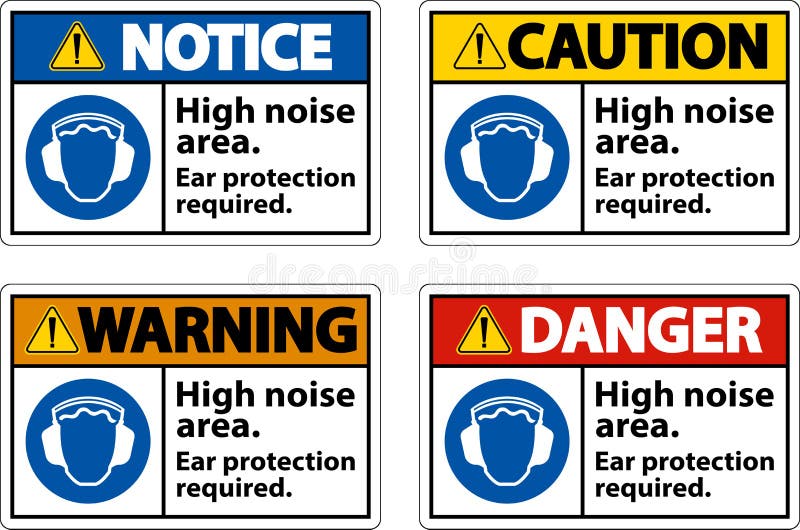 Ear Protection Required Sign on White Background Stock Vector ...