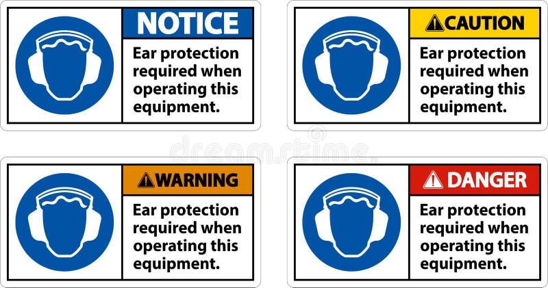 Ear Protection Required Sign on White Background Stock Vector ...