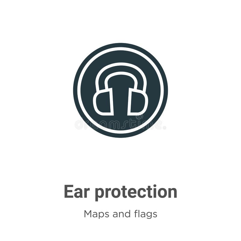 Ear Protection Vector Icon on White Background. Flat Vector Ear ...