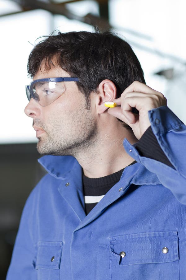 Ear protection at work stock photo. Image of place, caucasian - 24717238