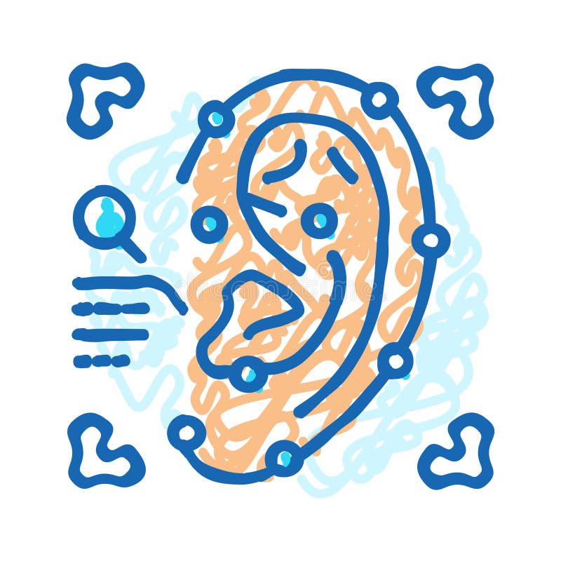 Ear Recognition Icon Doodle Illustration Stock Illustration ...