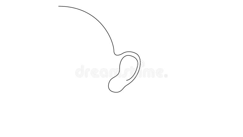 Ear Self Drawing Animation with Single Continuous Line. Concept of ...