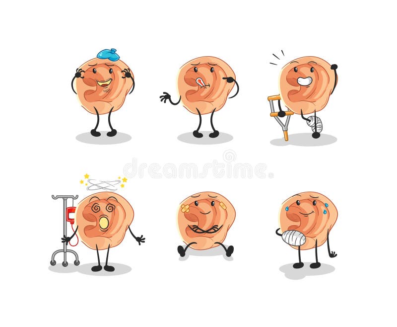 Ear Sick Group Character. Cartoon Mascot Vector Stock Vector ...