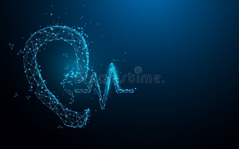 Ear and Sound from Lines, Triangles and Particle Style Design Stock ...