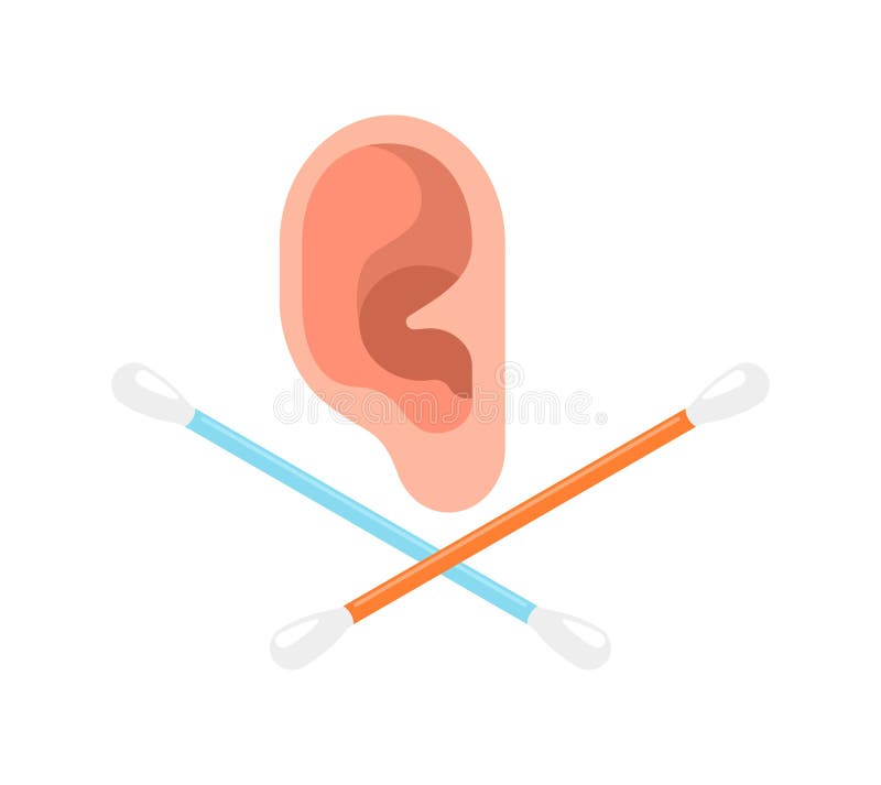 Ear and Ear Stick Sign. Concept: Ear Cleaning Salon Sign Stock Vector ...