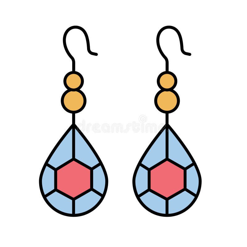 Ear Studs Outline with Colours Fill Vector Icon that Can Easily Edit or ...