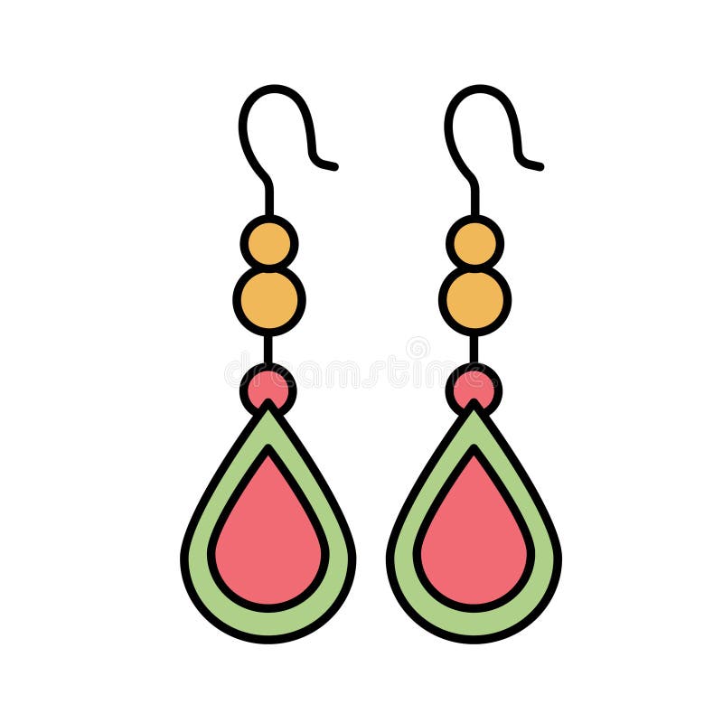 Ear Studs Outline with Colours Fill Vector Icon that Can Easily Edit or ...