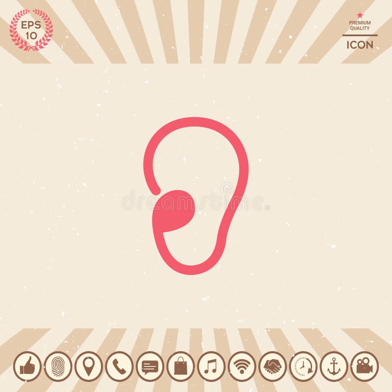 Ear symbol icon stock vector. Illustration of concept - 106363848