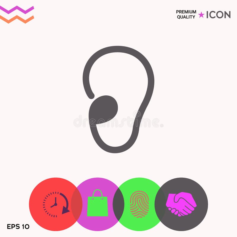 Ear symbol icon stock vector. Illustration of perception - 129361845