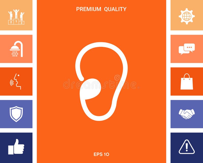 Ear symbol icon stock vector. Illustration of hear, perception - 131064037