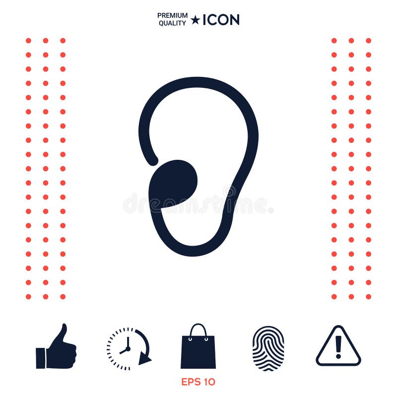 Ear symbol icon stock vector. Illustration of silhouette - 117974865