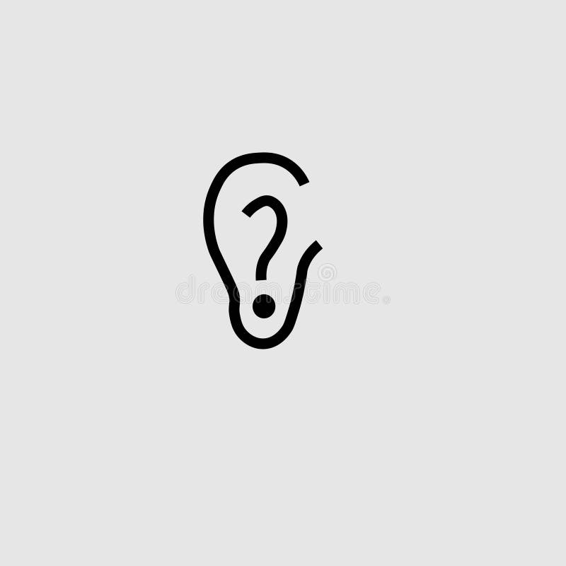 Ear Symbol with Question Mark Inside Stock Vector - Illustration of ...