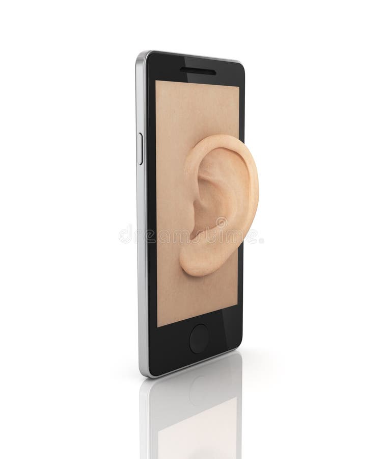 Ear to the phone screen. stock photo. Image of computer - 49214978