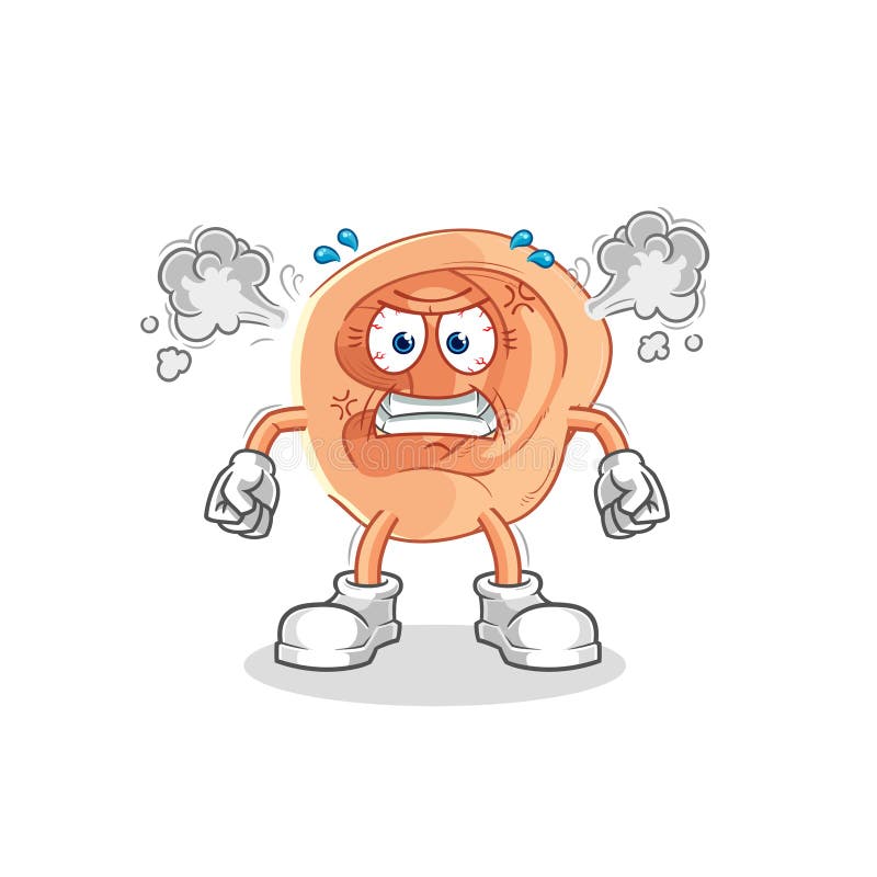 Ear Very Angry Mascot. Cartoon Vector Stock Vector - Illustration of ...
