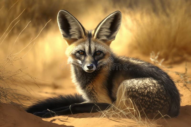 Eared Fox Resting in the Great African Savannah. Created with ...