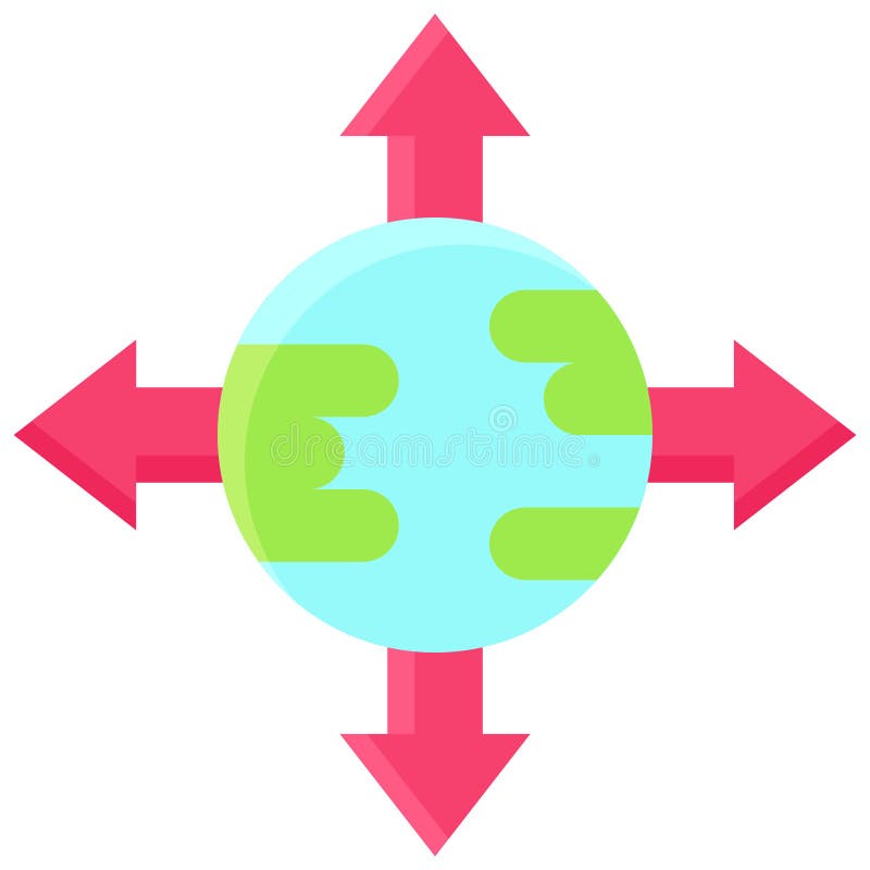 Earh with Intersection Arrows Icon, Location Map and Navigation Vector ...