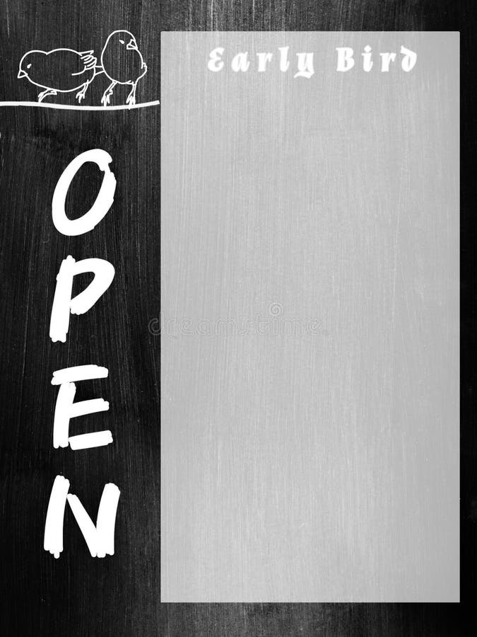 Early Bird Concept on a Black Board with Wooden Frame Stock Photo ...