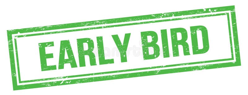 EARLY BIRD Text on Green Grungy Vintage Stamp Stock Illustration ...