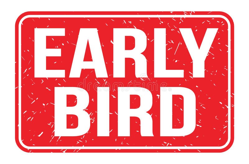 EARLY BIRD, Words on Red Rectangle Stamp Sign Stock Illustration ...