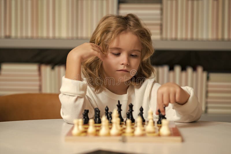 Early Development. Boy Thinking about Chess. the Concept of Learning ...