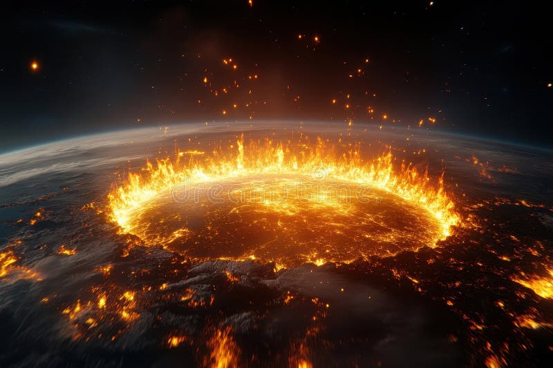 Early Earth Crust Formation with CGI Visualization Stock Illustration ...