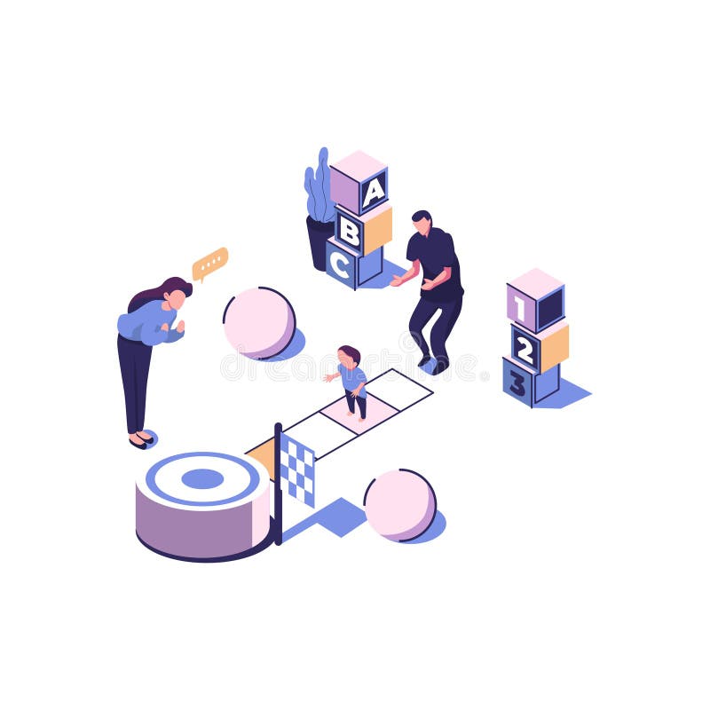 Early Education Flat Style Isometric Illustration Vector Design Stock ...