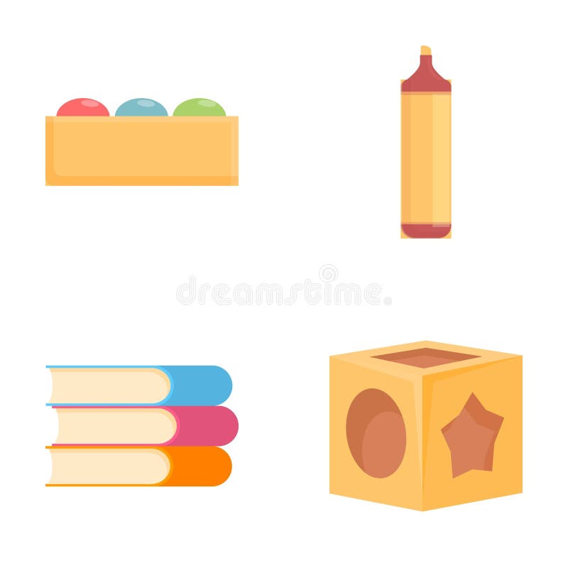Early Education Icons Set Cartoon Vector. Early Learning Educational ...