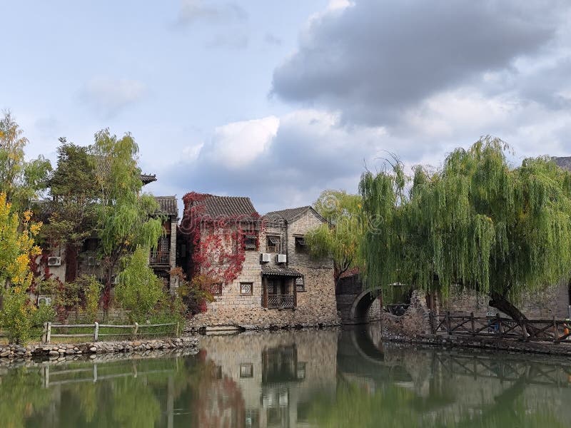 ?? Early fall river stock photo. Image of estate, castle - 350965716