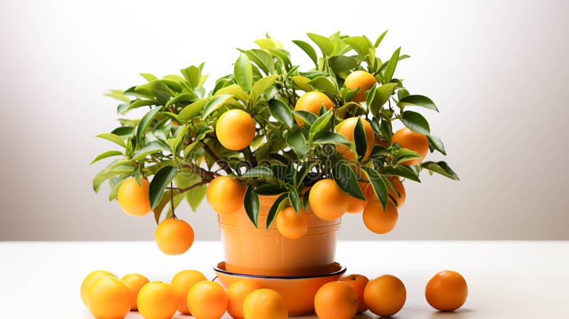 Early Harvest Orange Tree in a Pot on White Background Stock Image ...