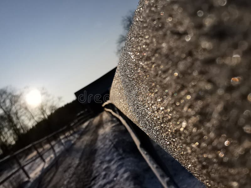 Early Morning Cold Ice Outside Winter Sunshine Stock Image - Image of ...