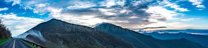 Early Morning Drive through Blue Ridge Parkway in Spring Stock Image ...