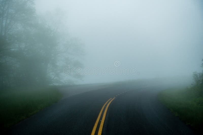 Early Morning Drive through Blue Ridge Parkway in Spring Stock Photo ...