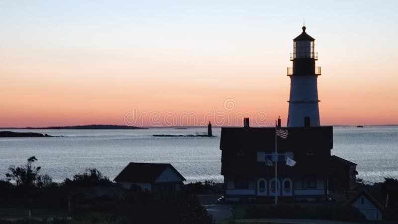Early Morning Maine Lighthouse Stock Image - Image of pier, vehicle ...