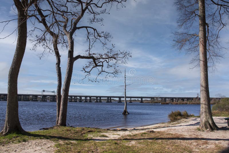 Early Morning at the Neuse River Bridge Stock Image - Image of morning ...