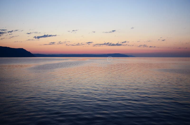 Early Morning Pink Sky Water Surface Lake Baikal Stock Image - Image of ...