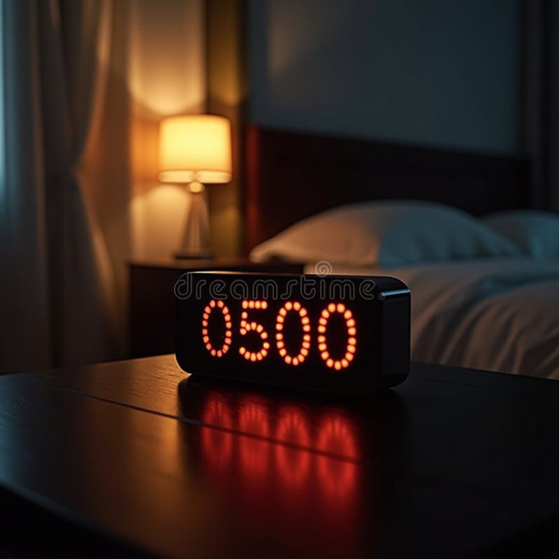 Early Morning Productivity Digital Clock at 500 am Stock Illustration ...