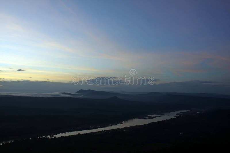 Early Morning Scenery on Cliff, River Front View Stock Image - Image of ...
