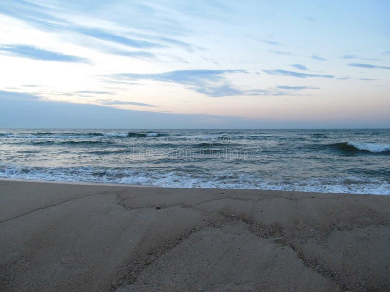 Early Morning on the Sea Beach with Sea View Stock Photo - Image of ...