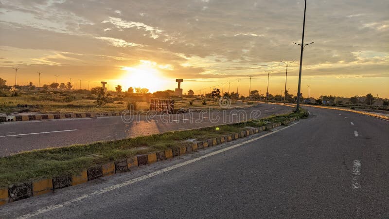 Early Morning Sun Rise Road Scene Stock Image - Image of road, morning ...