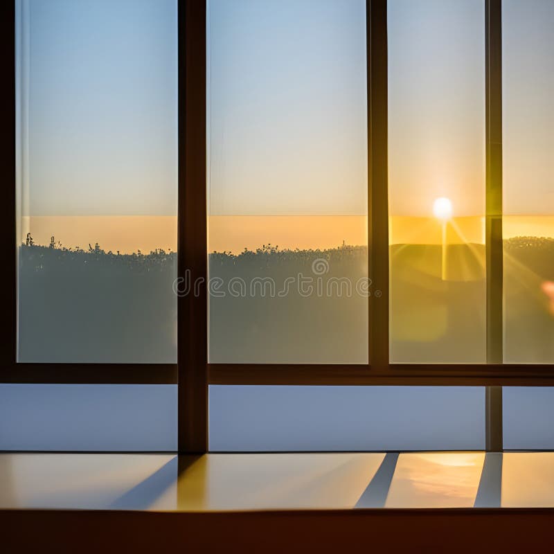 The Early Morning Sunrise Viewing through Indoor House Glass Window ...