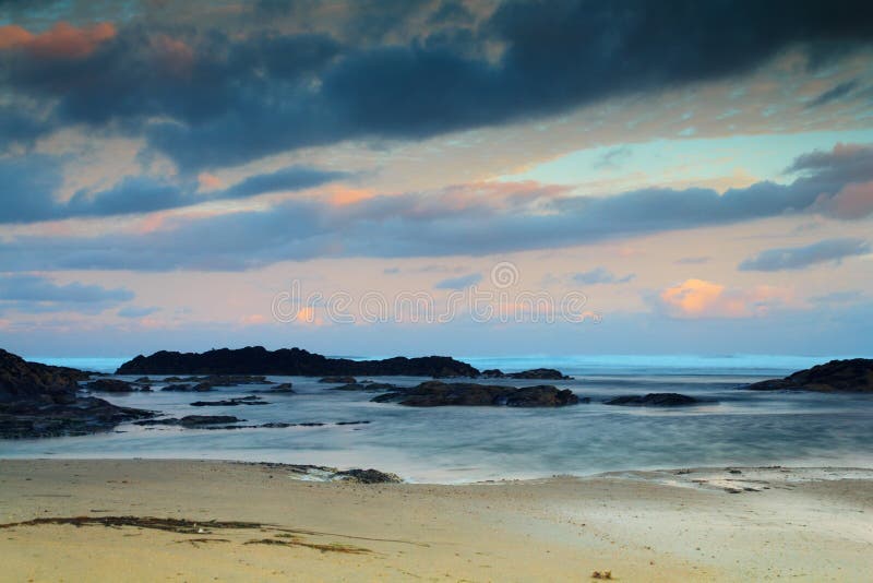 Early Morning View of the Beach at Polzeath Stock Image - Image of ...