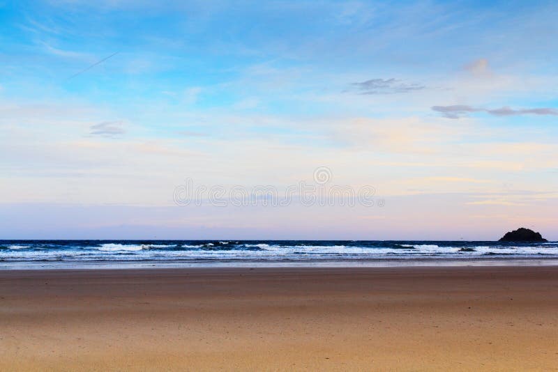 Early Morning View Over the Beach at Polzeath Stock Image - Image of ...