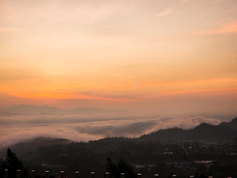 The Early Morning View at Sunrise in a Hills Stock Image - Image of ...