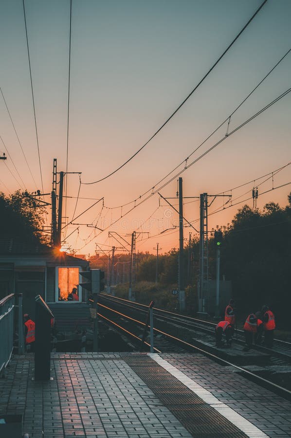 Early Morning Waiting for the Train Stock Image - Image of dusk, early ...