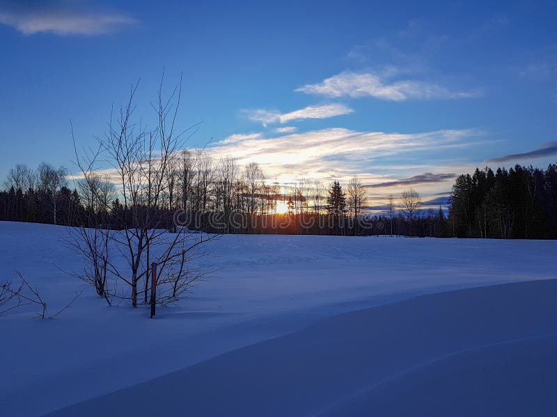 Early Morning Winter Scene in Hedmark County Norway Stock Image - Image ...