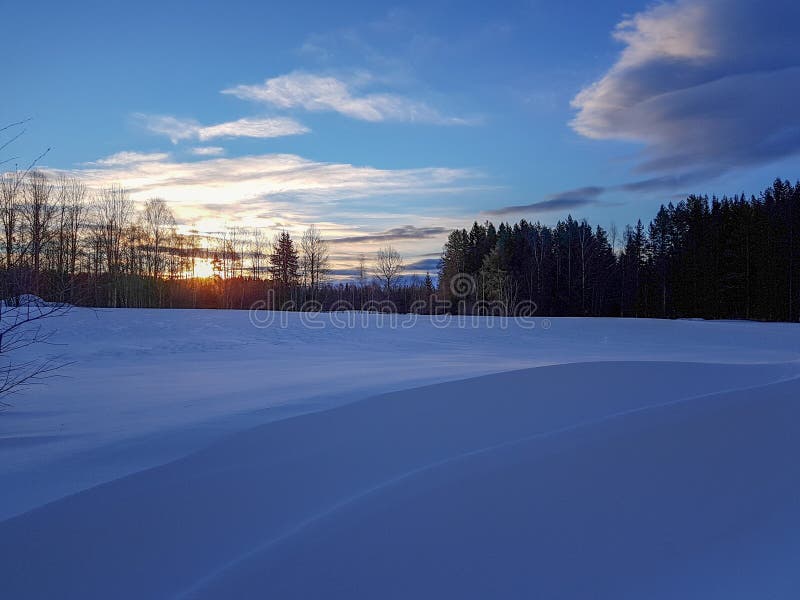 Early Morning Winter Scene in Hedmark County Norway Stock Image - Image ...
