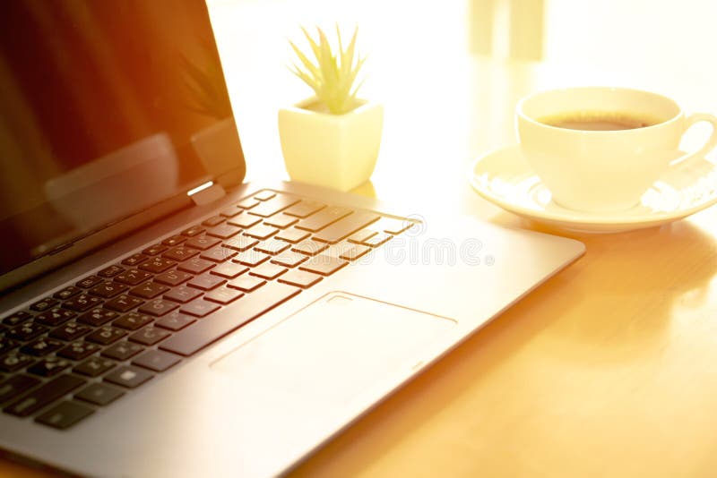 The Early Mornings in the Office Stock Photo - Image of close, internet ...