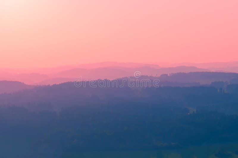 Early Pink Dawn in the Mountains Stock Photo - Image of cloudy, haze ...